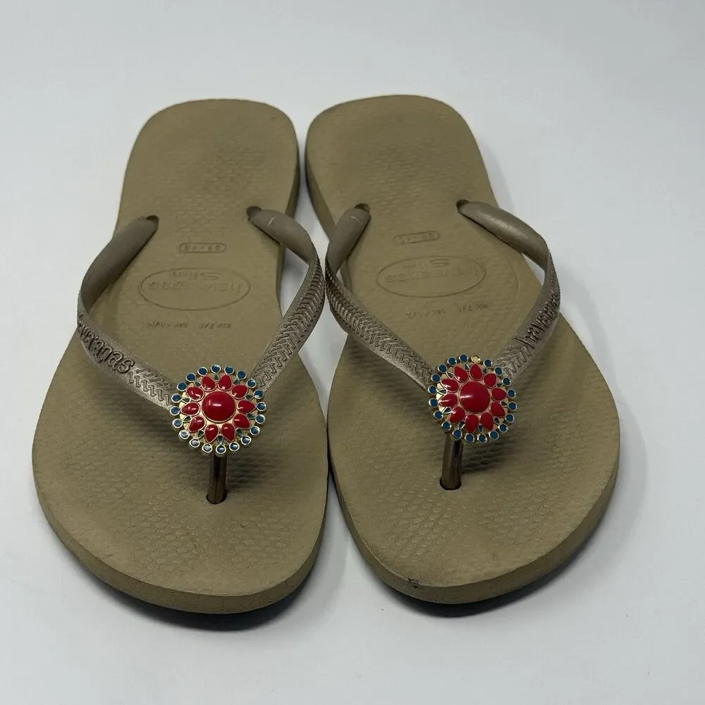 Havaianas | Shoes | Jeweled Havaianas For Women Slim Flip Flops Tan ...